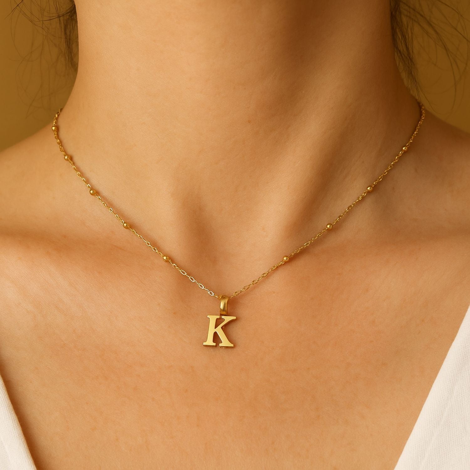 Personalised Kyra Initial Necklace Gold Letter Shell Pendant | High ...